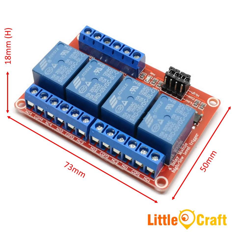4 Channel Isolated 5V Relay Module With Low / High Level Trigger Option