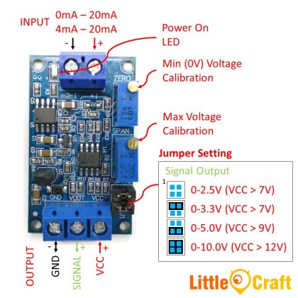 4-20mA to 0-3.3V 0-5V 0-10V Signal Converter - Current to Voltage